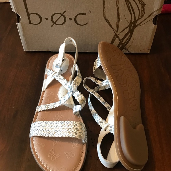 b.o.c. | Shoes | Last Pair Born Boc White Dena Flat Strappy Sandals Sz ...
